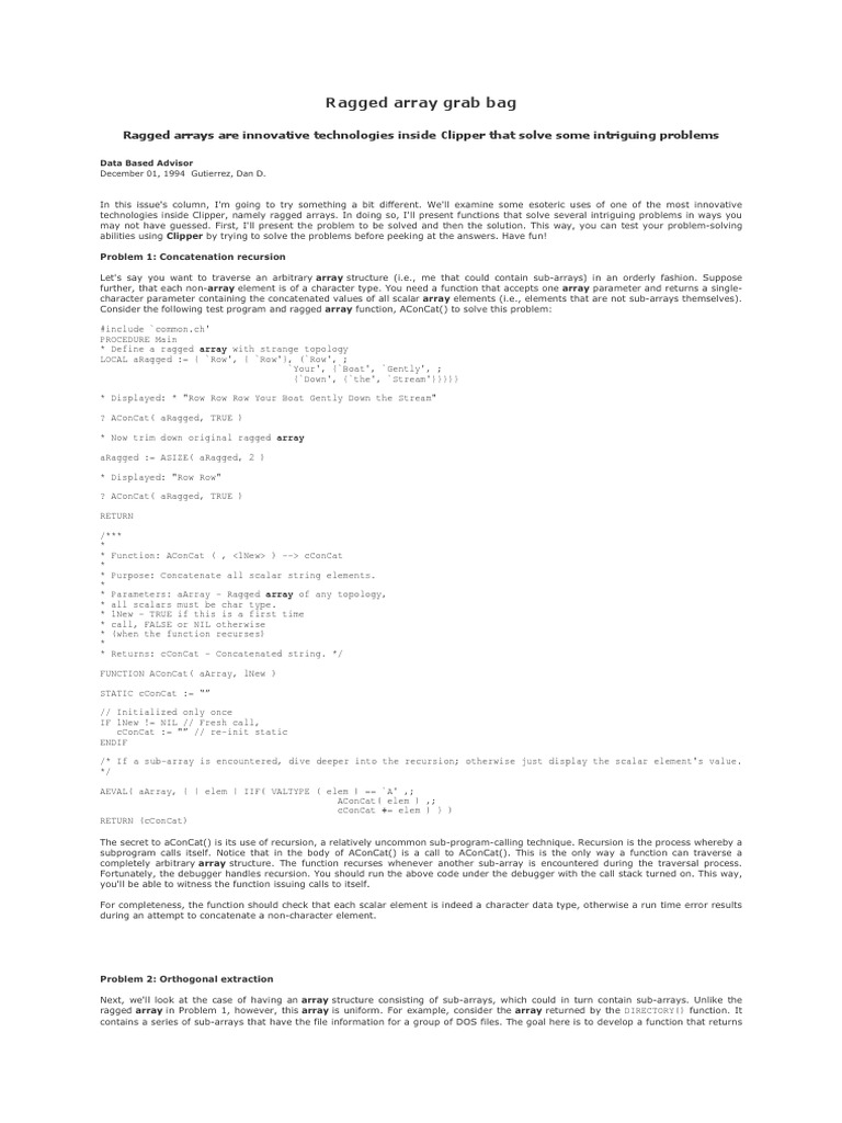 Ragged Array Grab Bag | PDF | Subroutine | Matrix (Mathematics)