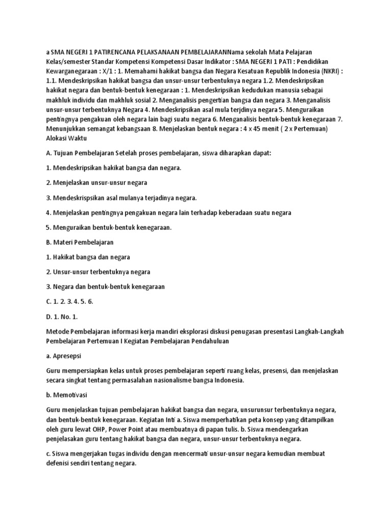 RPP 1 Lembar Contoh | PDF