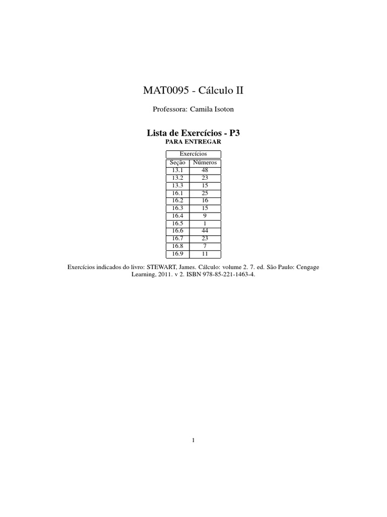 Lista P3 - Calculo Vetorial - PARA ENTREGAR | PDF