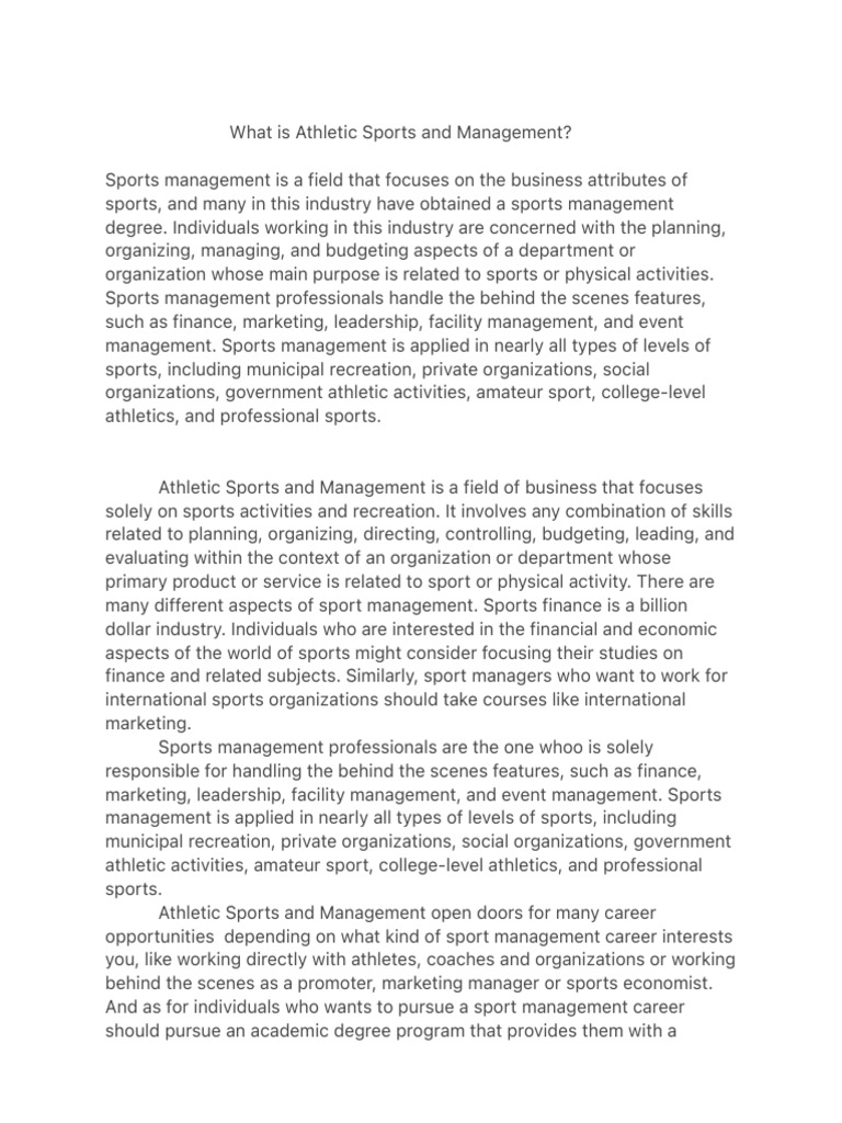 Understanding Athletic Management | PDF | Sports | Marketing