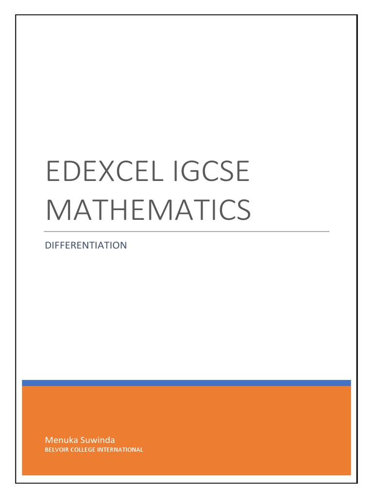 Edexcel Igcse Mathematics: Differentiation | PDF | Tangent | Derivative