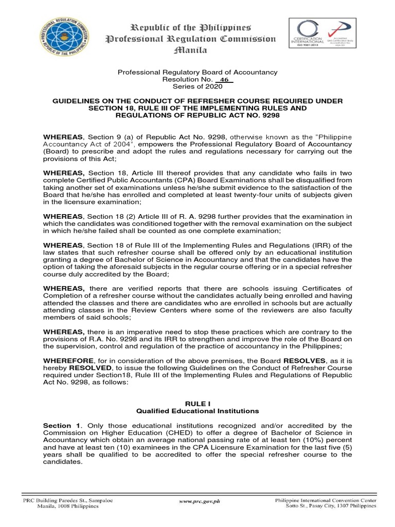 Board Resolution No. 46 (S. 2020) | PDF | Certified Public Accountant ...