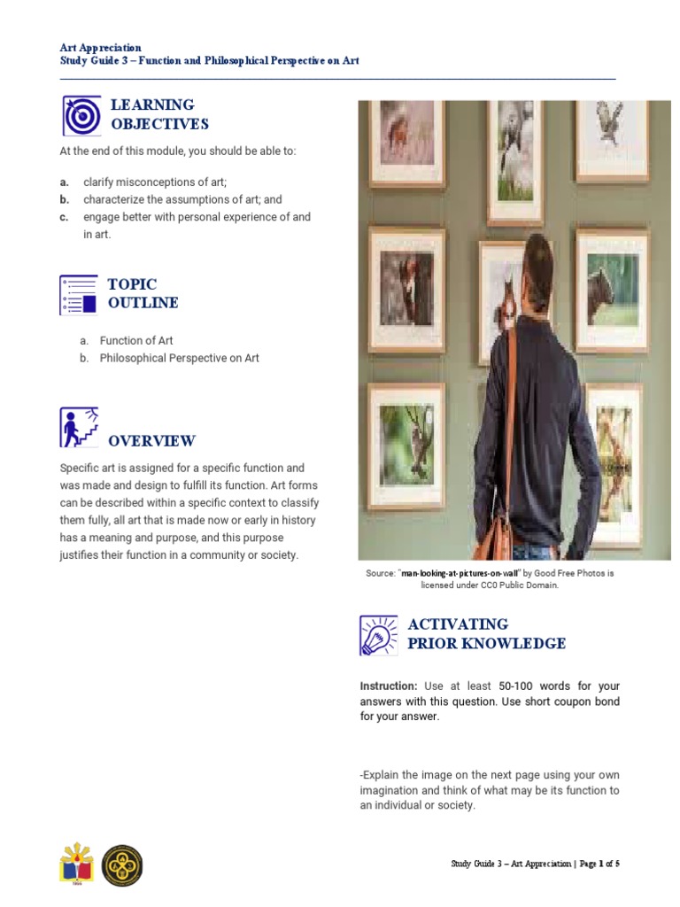 Learning Objectives: A. Clarify Misconceptions of Art B. Characterize ...