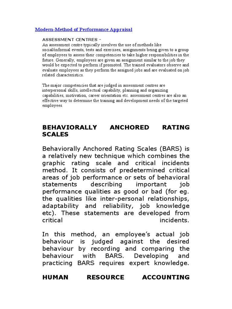 Behaviorally Anchored Rating Scales: Modern-Method of Performance ...
