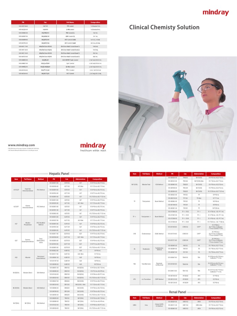 Mindray Clinical Chemistry Solutions | PDF | High Density Lipoprotein ...