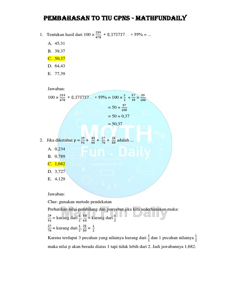 Pembahasan To Tiu Cpns MFD 1 | PDF