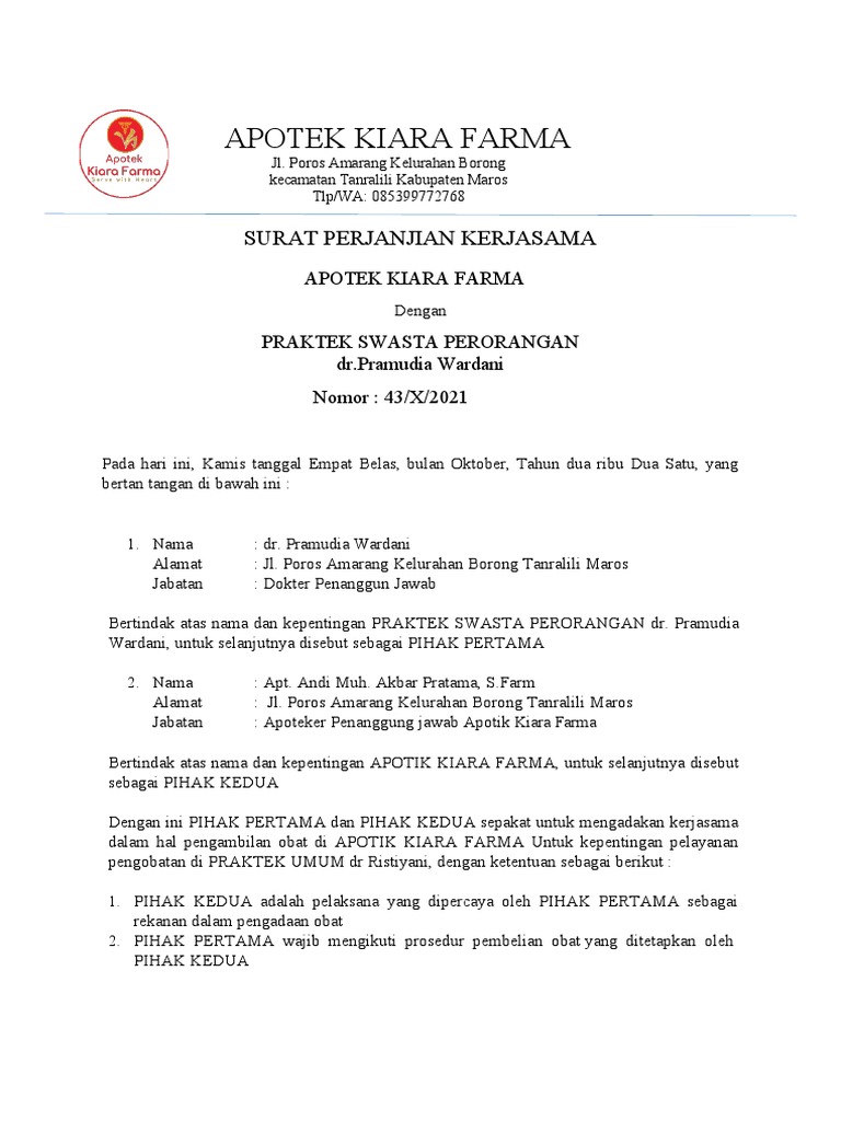 Mou Dengan Apotek Pdf