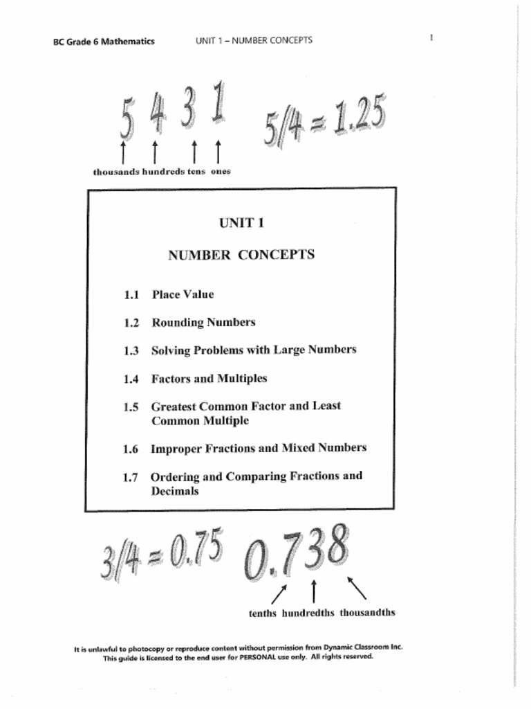 Math 6 Chapter 1 - Number | PDF