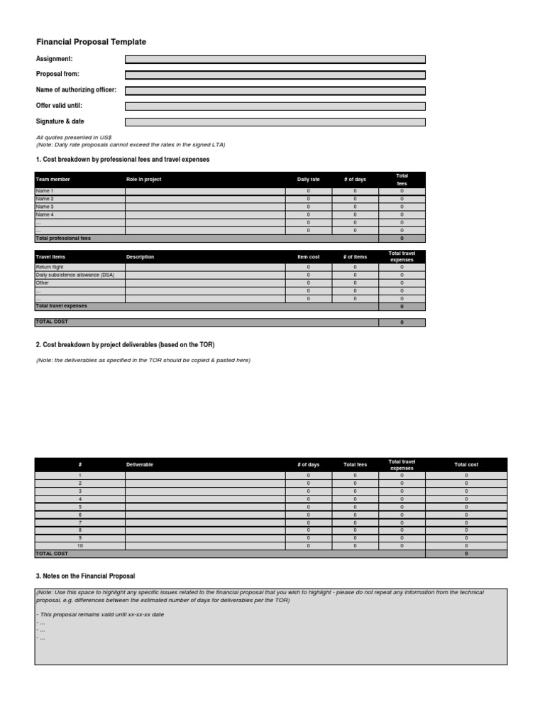 Financial Proposal Template: Assignment: Proposal From: Name of ...