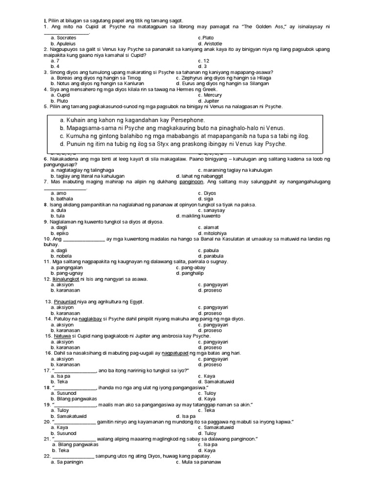 1st Periodical Test in Filipino 10 | PDF