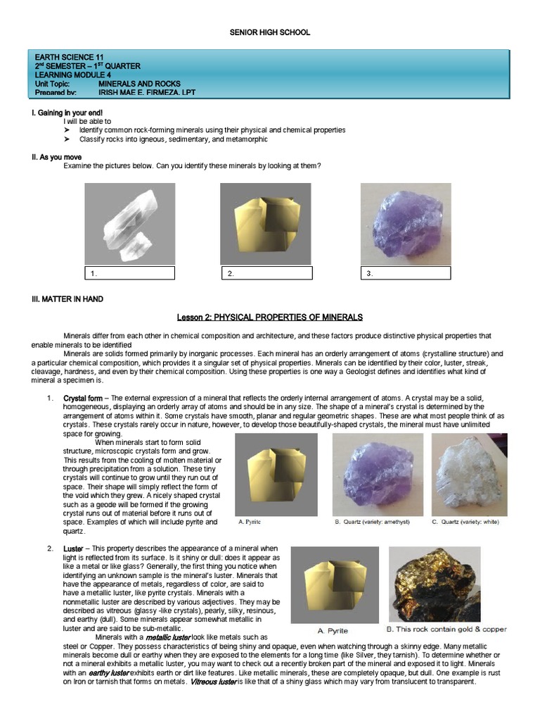 Minerals and Rocks: Identifying Common Rock-Forming Minerals | PDF ...