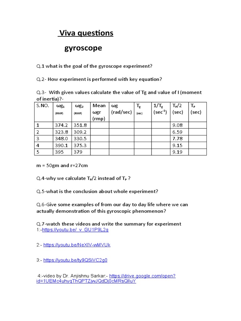 Viva Questions For Gyroscope | PDF