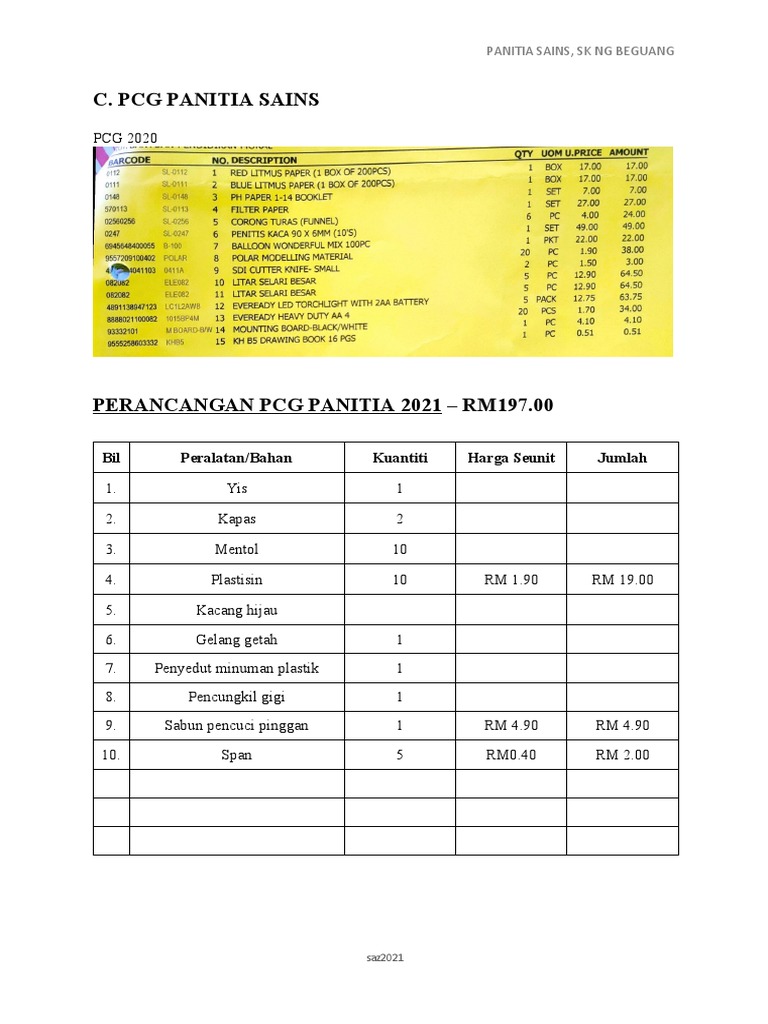 A - 4 PCG PANITIA - Minta Nota Minta Irene | PDF