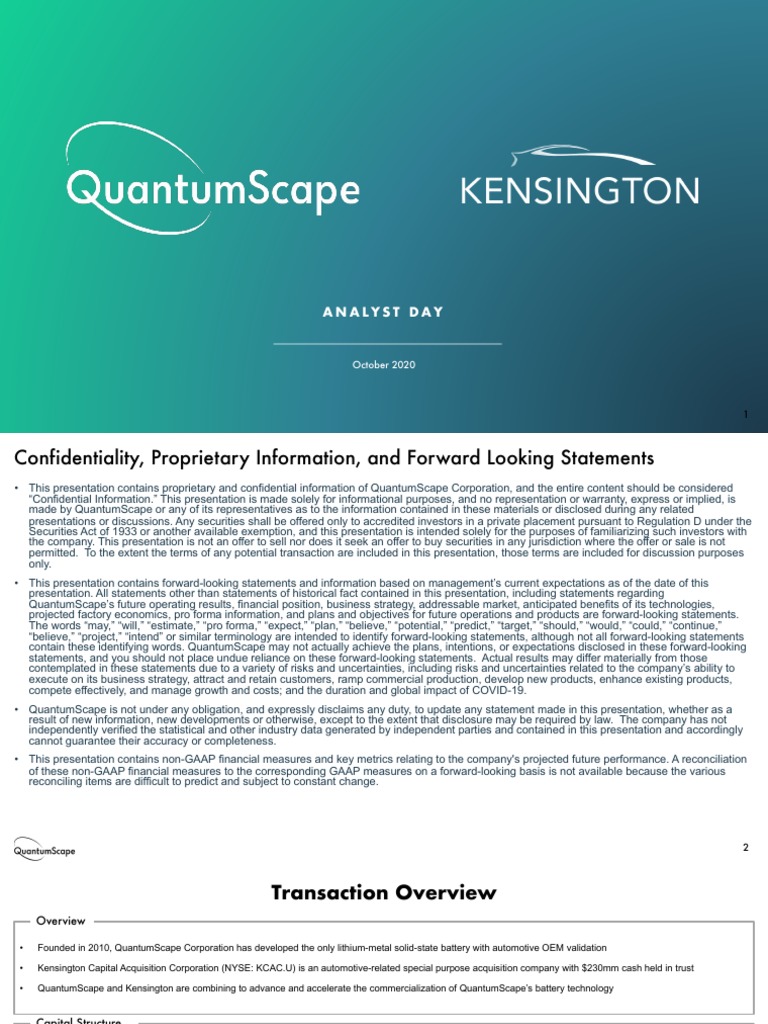 QuantumScape Solid-State Battery Overview | PDF | Lithium Ion Battery ...