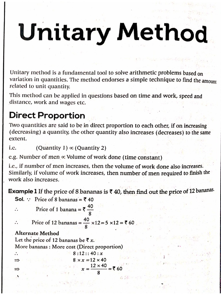 Unitary Method | PDF