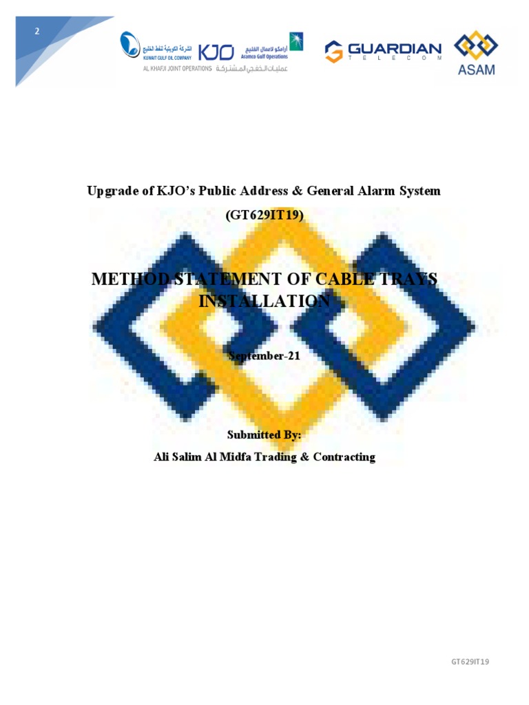 Method Statement For Cable Tray | PDF | Occupational Safety And Health ...