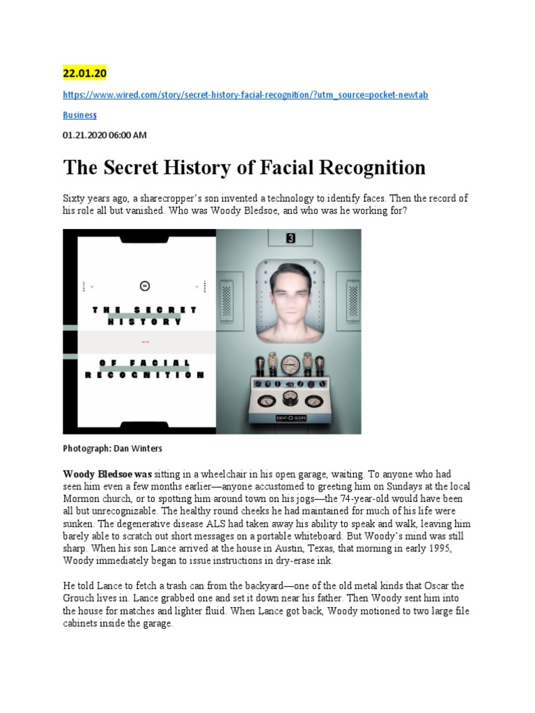 The Secret History of Facial Recognition - CLEARVIEW AI - 20.01.20 ...