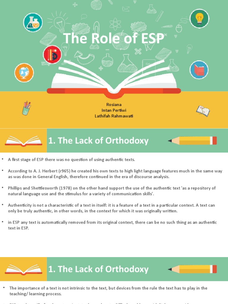 The Role of ESP: Rosiana Intan Pertiwi Lathifah Rahmawati | PDF ...