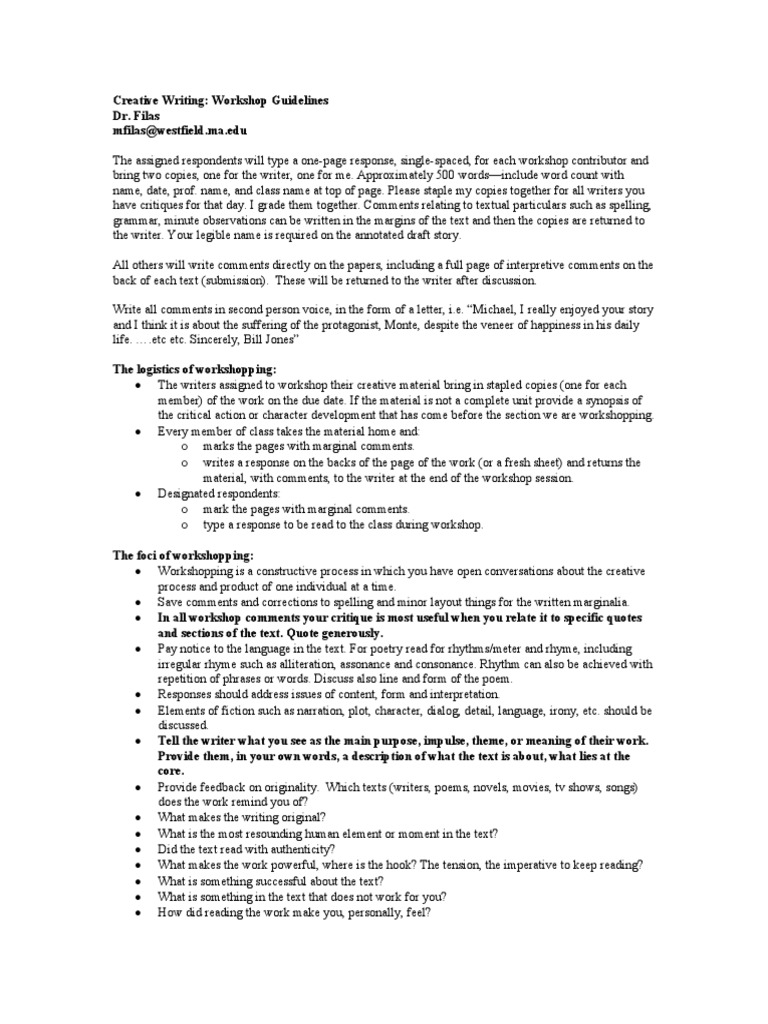 Workshop Rules | PDF | Poetry | Writing