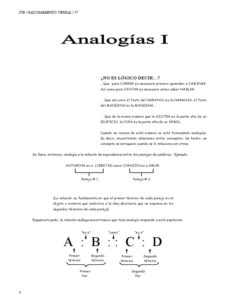 IV Bim - R.V. - 5to. Año - Guía 1 - Analogías I | PDF | Analogía | Escultura