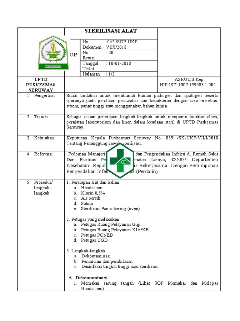 Sop Sterilisasi Peralatan (Rev) | PDF | Kesehatan Holistik | Sains & Matematika