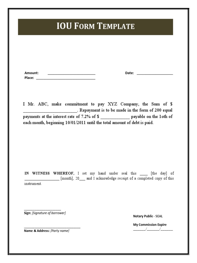 IOU Form Template 02 | PDF