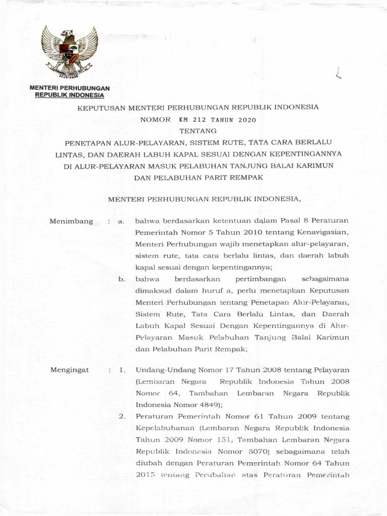 KM 212 Tahun 2020 | PDF