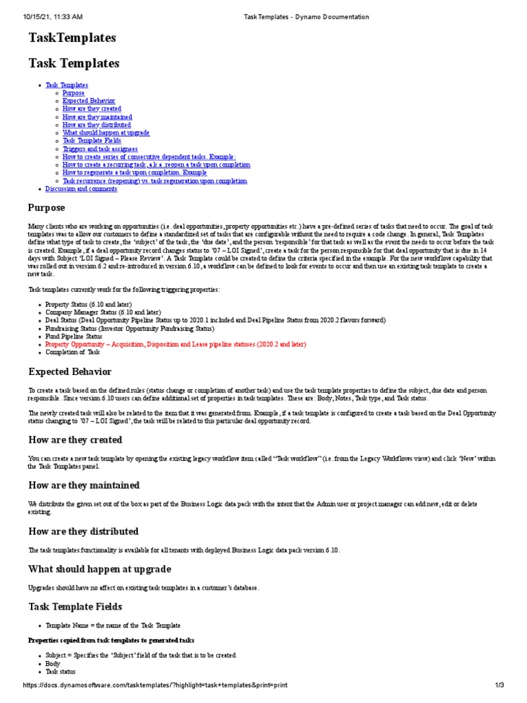 TaskTemplates - Documentation | PDF | Databases | Software Development