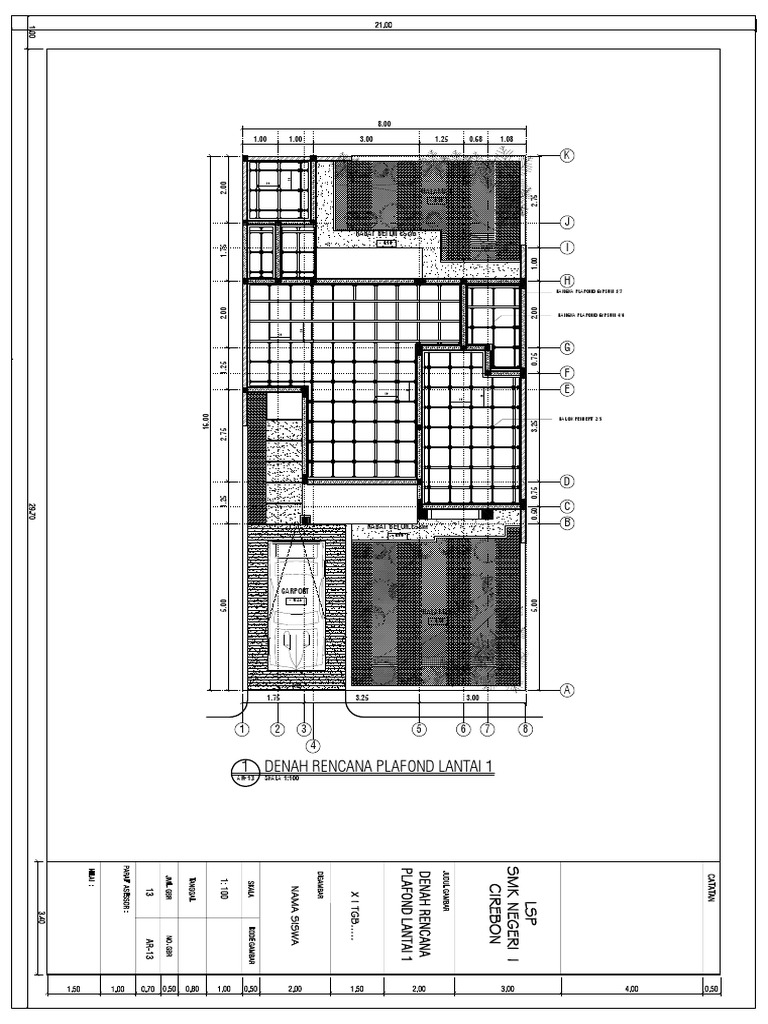 1 Denah Rencana Plafond Lantai 1: AR-13 SKALA 1:100 | PDF