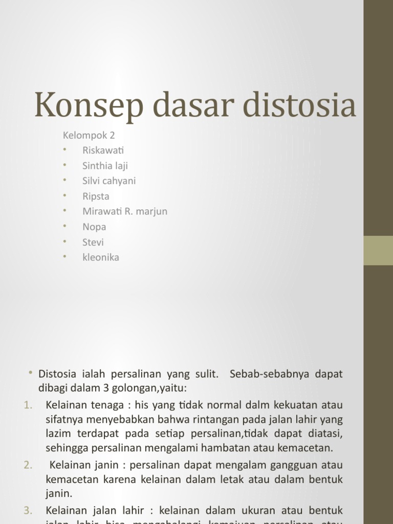 Konsep Dasar Distosia | PDF