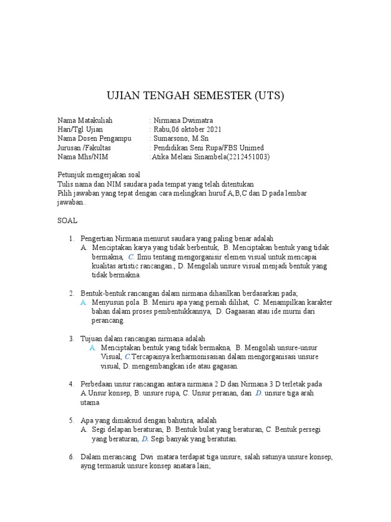 Ujian Nirmana Dwimatra 2021 | PDF