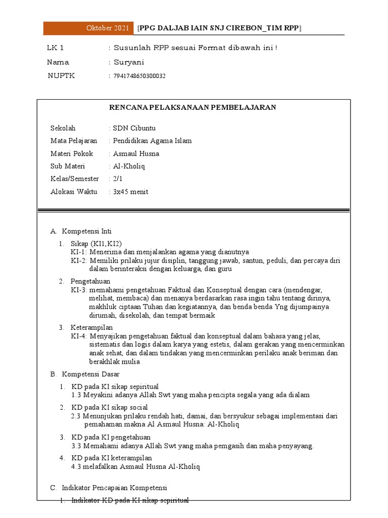 Bahan Tugas RPP 1 | PDF | Karier & Perkembangan