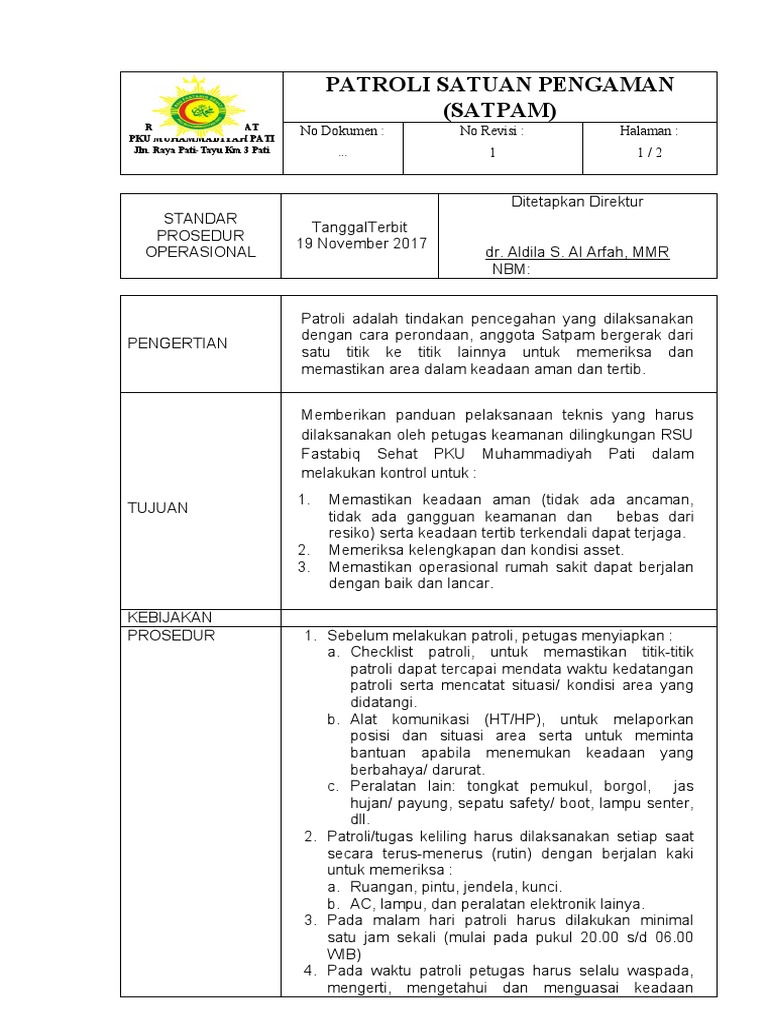 SOP Patroli Satpam | PDF
