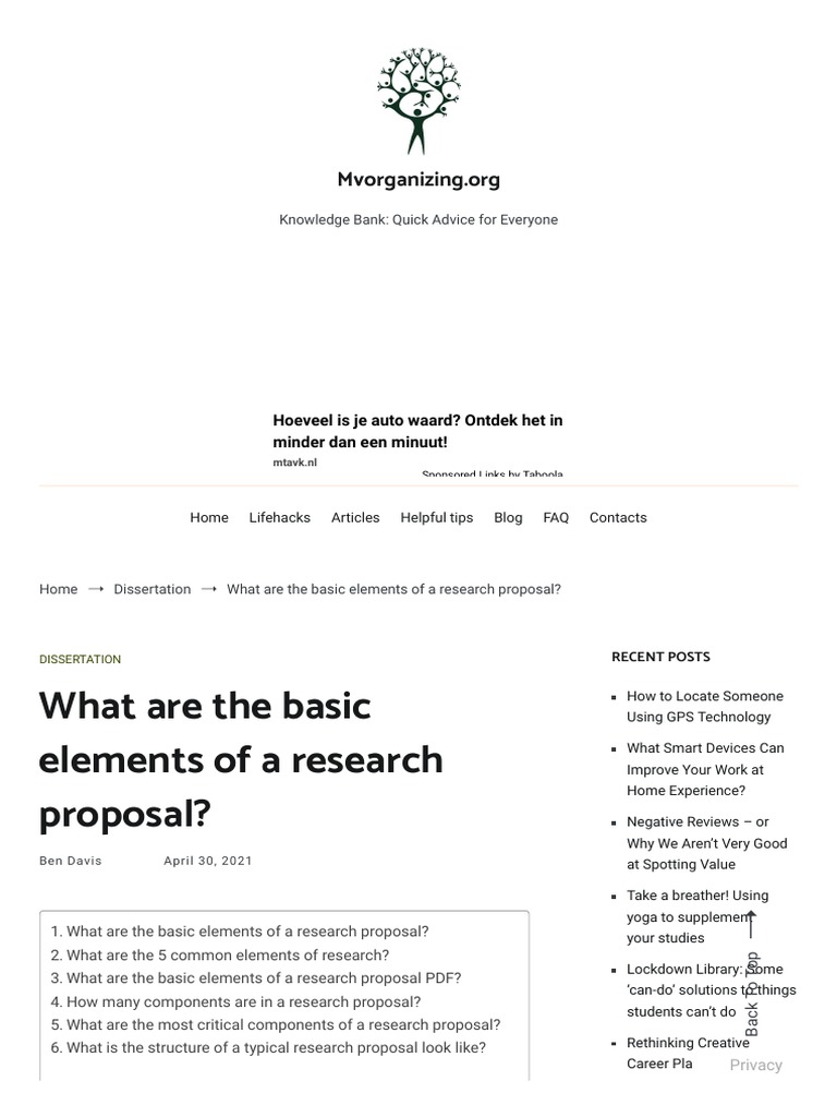 What Are The Basic Elements of A Research Proposal | PDF | Qualitative ...