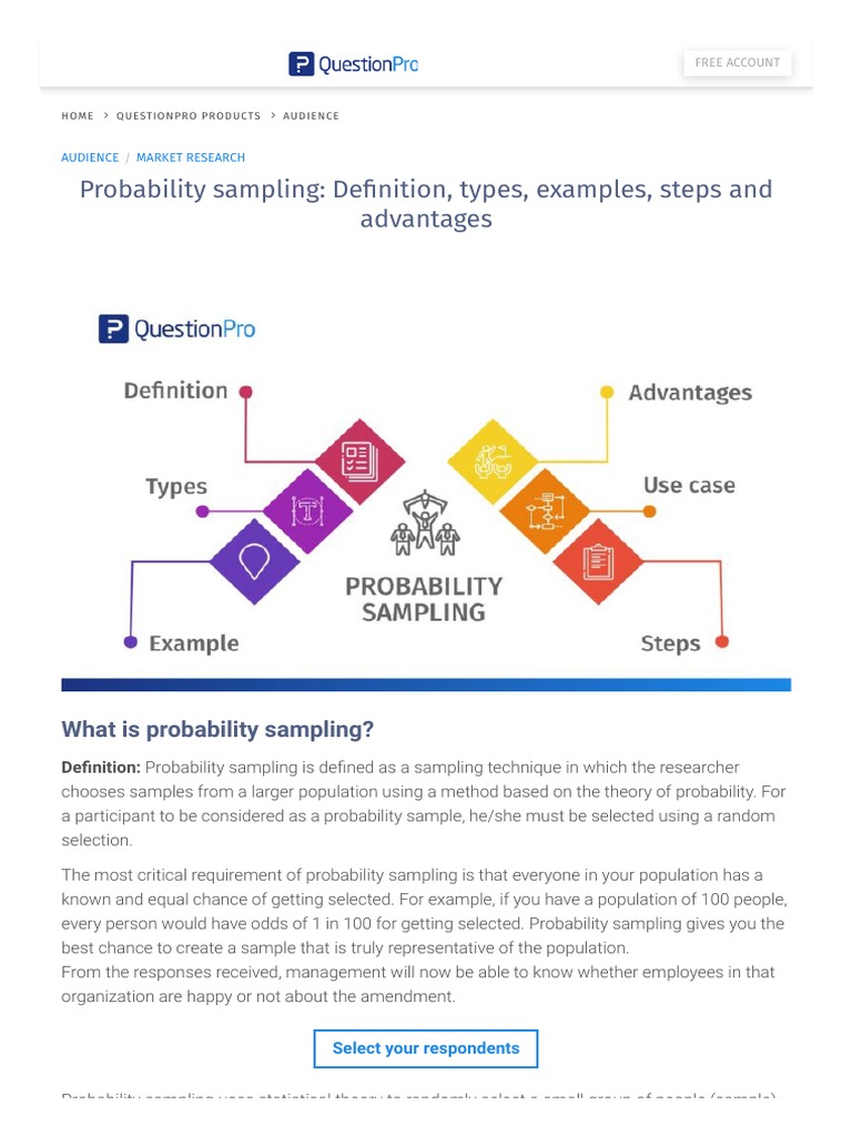 Probability Sampling - Definition, Methods and Examples | PDF ...