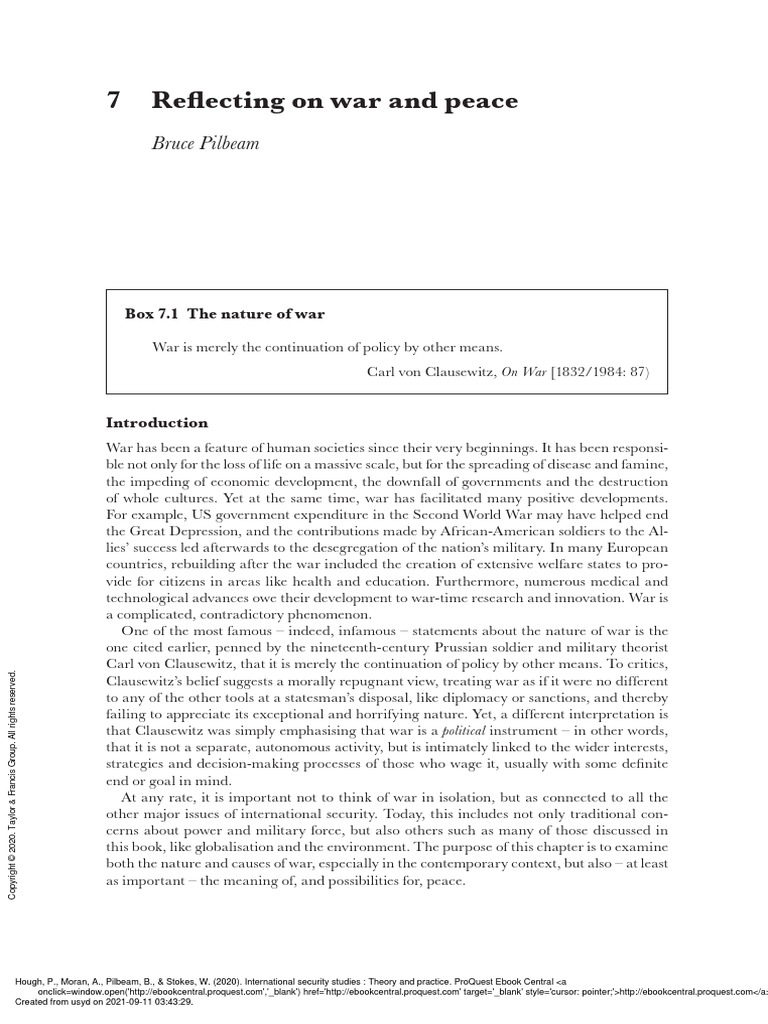 7 Reflecting On War and Peace: Bruce Pilbeam | PDF | Peace | Imperialism