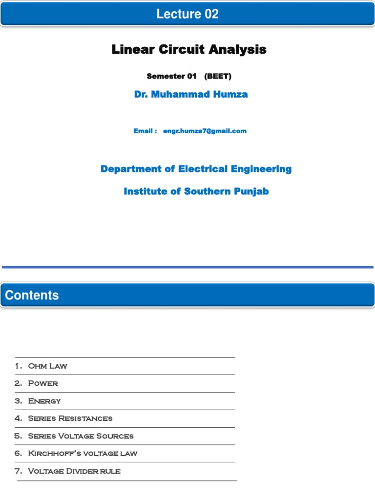02 Linear Circuit Analysis | PDF | Electrical Network | Series And ...