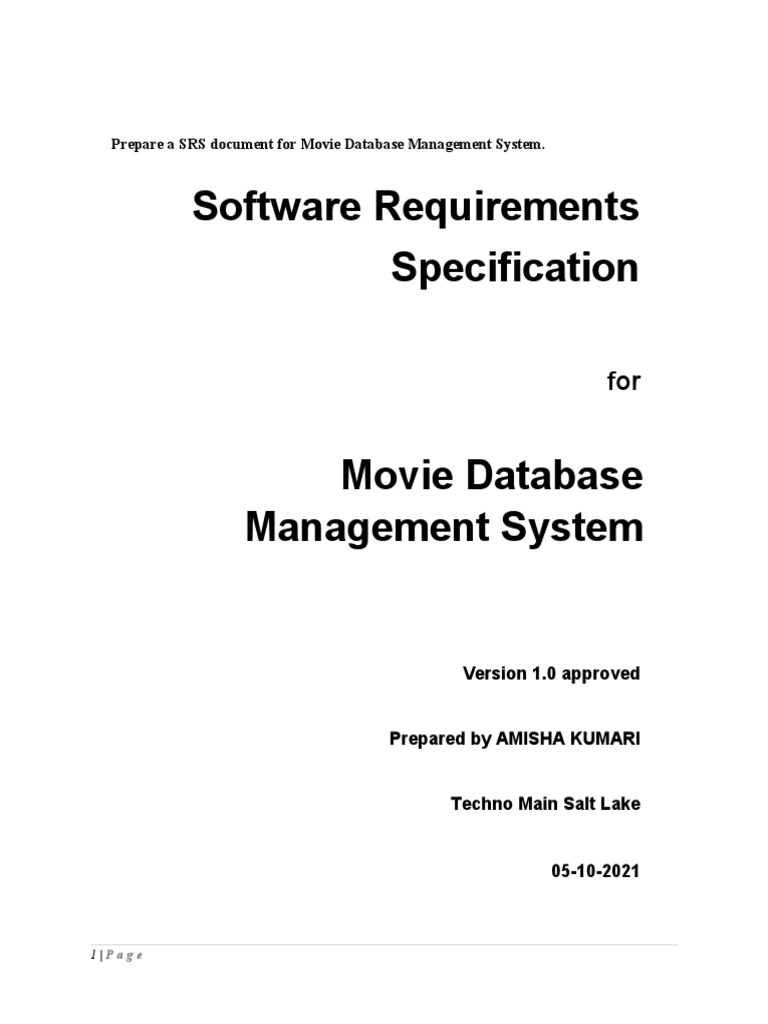 SRS - Online Movie Database Management System - 13000119116 | PDF ...