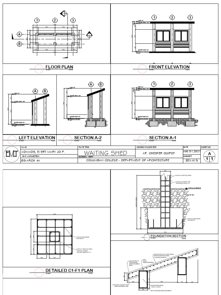 Aiting Shed: Floor Plan Front Elevation | PDF | Economic Sectors ...