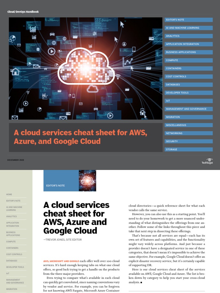 A Cloud Services Cheat Sheet For AWS, Azure, and Google Cloud | PDF ...