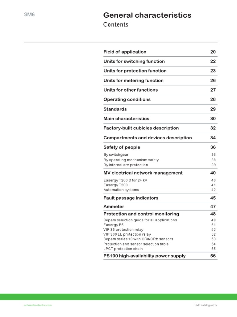 Schneider Electric SM6 MV Switchgear Catalogue | PDF | Relay | Electricity