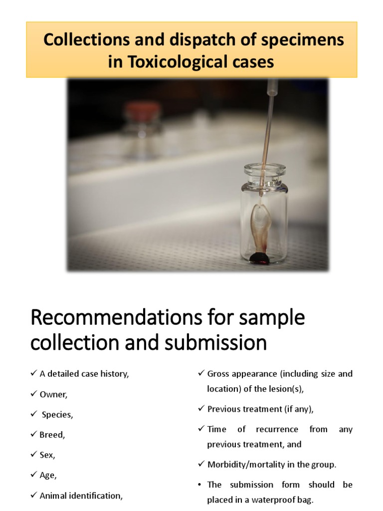 Collections and Dispatch of Specimens in Toxicological Cases | PDF ...