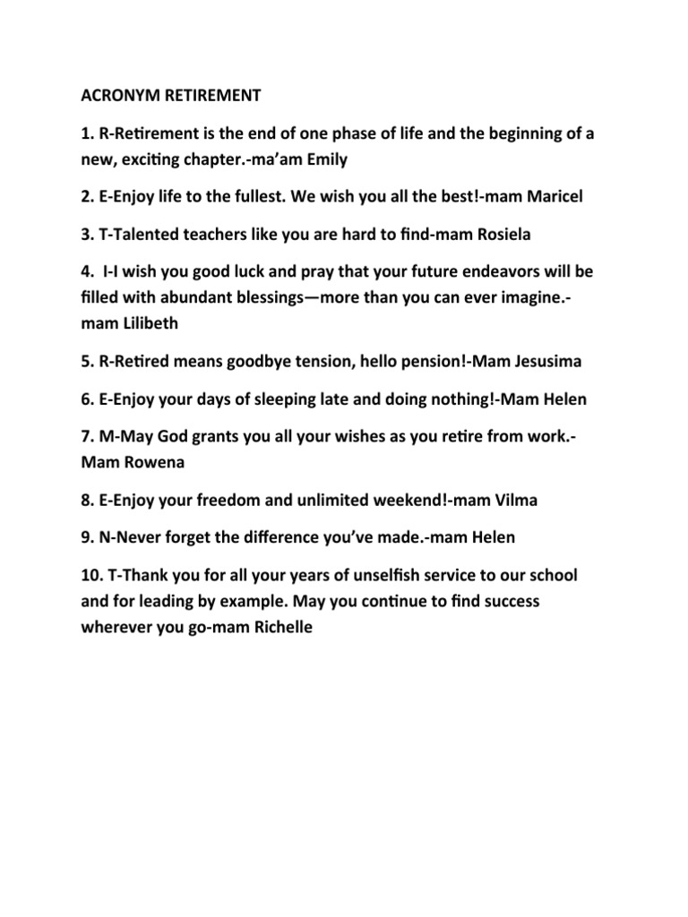 Acronym Retirement | PDF