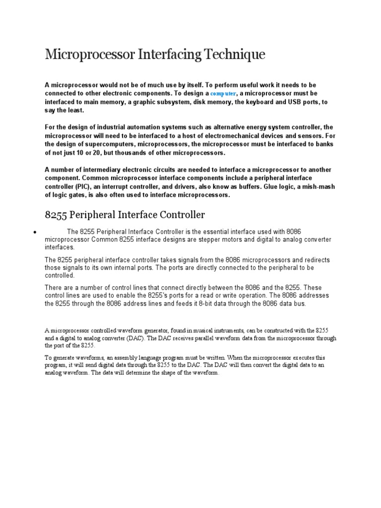 Microprocessor Interfacing Technique | PDF