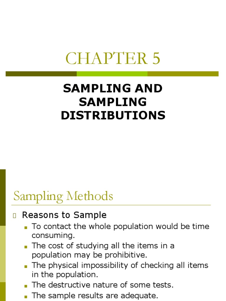 Chapter 5 Sampling Distribution | PDF | Sampling (Statistics) | Standard Deviation