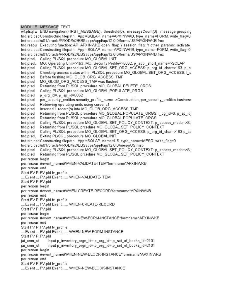 Log Messages | PDF | Payments | Pl/Sql