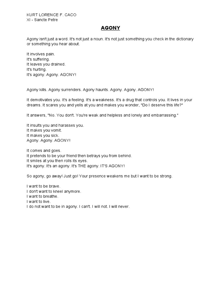 The Nature of Agony | PDF