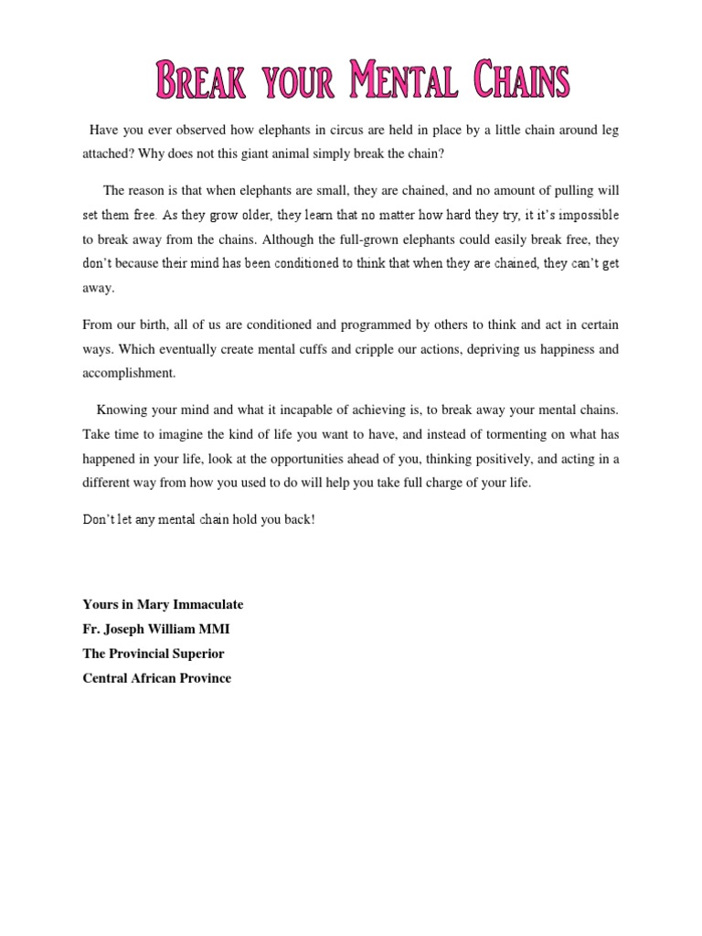 Break Your Mental Chain | PDF