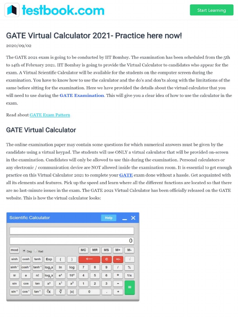 Gate Virtual Calculator Practice | PDF