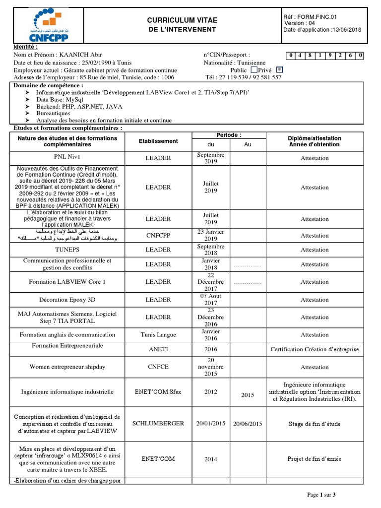 CV Abir Kaanich | PDF | Microsoft | Informatique